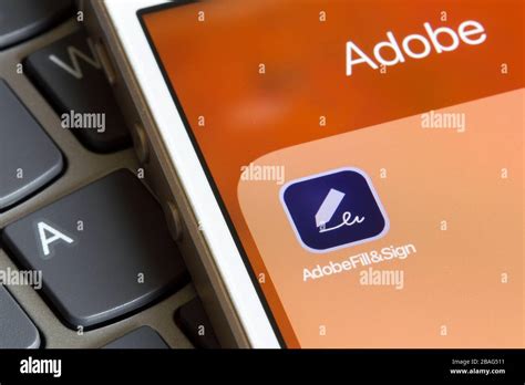 Adobe Fill And Sign Mobile App Icon Seen On A Smartphone The Application Enables Users To Fill