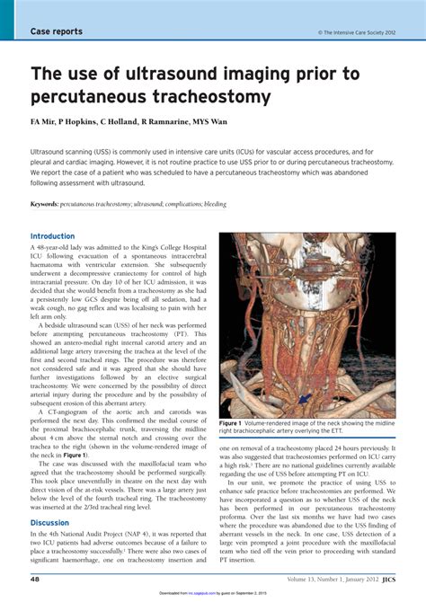 Pdf The Use Of Ultrasound Imaging Prior To Percutaneous Tracheostomy