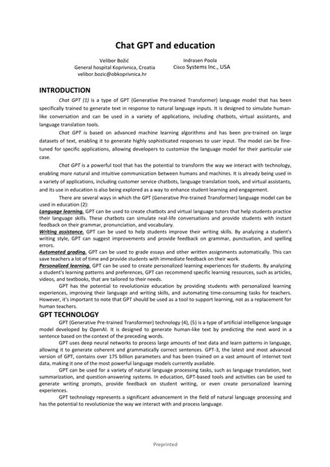 PDF Chat GPT And Education
