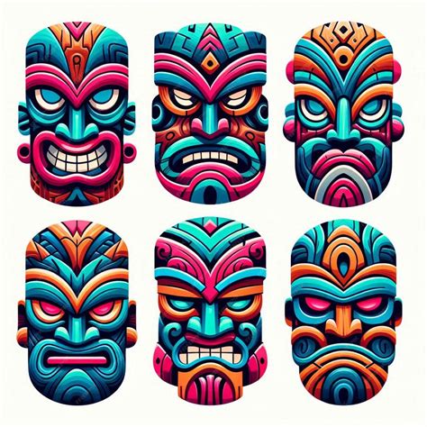 Vibrant Color Illustration Of A Traditional Polynesian Tiki Figure