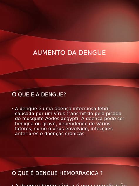 Aumento Da Dengue Pdf Epidemiologia Remédio