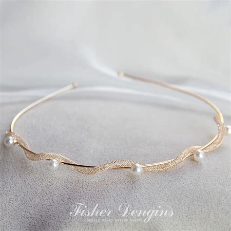 간단한 웨이브 체인 머리띠 패션 골드 도금 라인석 진주 헤어 클립 헤어 후프 헤어 액세서리 보석 선물 Aliexpress