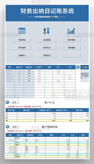 出纳现金记账表格专题模板 出纳现金记账表格图片素材下载 我图网