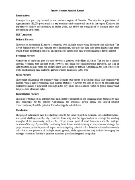 Project Context Analysis Report Sample Download Free Pdf