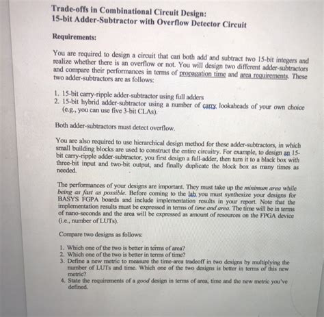 Trade Offs In Combinational Circuit Design 15 Bit
