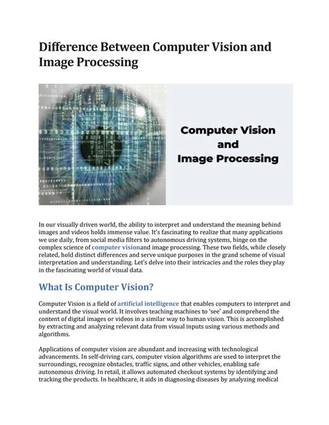 Solution Difference Between Computer Vision And Image Processing