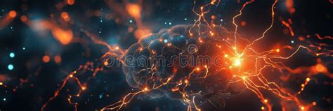 Neural Connections And Brain Activity Visualization With Electric Sparks And Glowing Effects