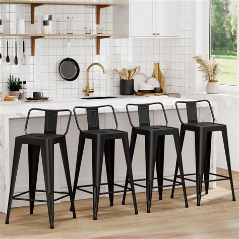 Wentment Metal Bar Stools Set Of 4 Counter Height Bar