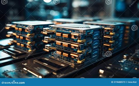 Cluster Of Data Storage Drives In A Server Room Facility For Efficient