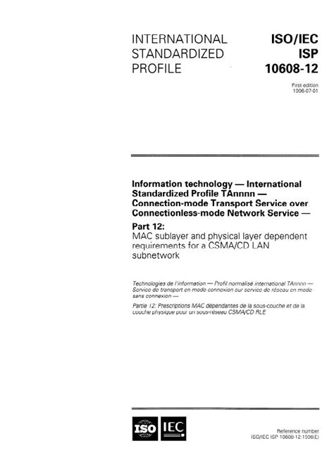 ISO IEC ISP Information Technology International Standardized Profile TAnnnn
