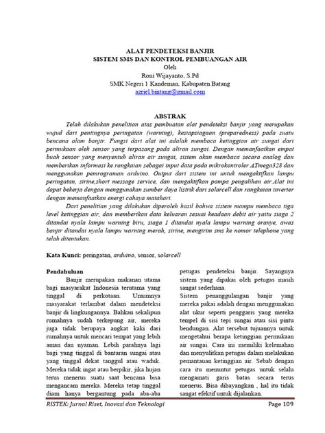 10 Alat Pendeteksi Banjir Sistem Sms Dan Kontrol Pembuangan Air Pdf