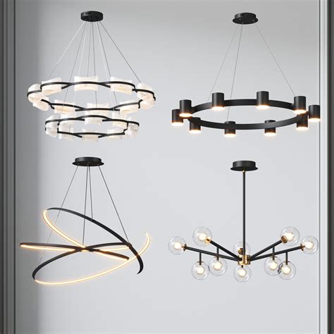 现代吊灯组合，吊灯，金属吊灯，客餐厅吊灯，轻奢吊灯，环形吊灯，大厅吊灯 室内设计 拓者设计吧