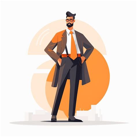 A Man In A Suit And Tie Stands In Front Of A Sun Background Premium Ai Generated Vector