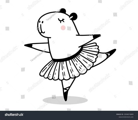 Cute Whimsical Capybara Ballerina Dancing Gracefully Stock Vector