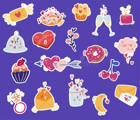 Valentines Day Stickers T Heart Balloon Kiss Key Rose Candy