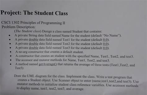 Solved Project The Student Class Csci 1302 Principles Of