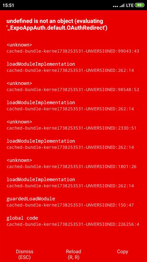 Expo App Auth Android Home Freshly Built Home Is Red Screening Because Of Missing Unimodule