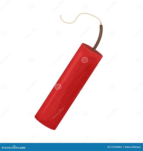 Dynamit Stick In Cartoon Style Isolated On White Background Tnt Firecracker Dangerous Symbol