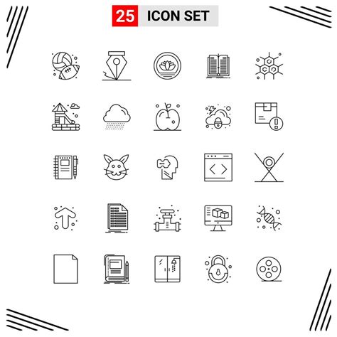 User Interface Pack Of 25 Basic Lines Of Science Chemist Bangladeshi Book File Editable Vector