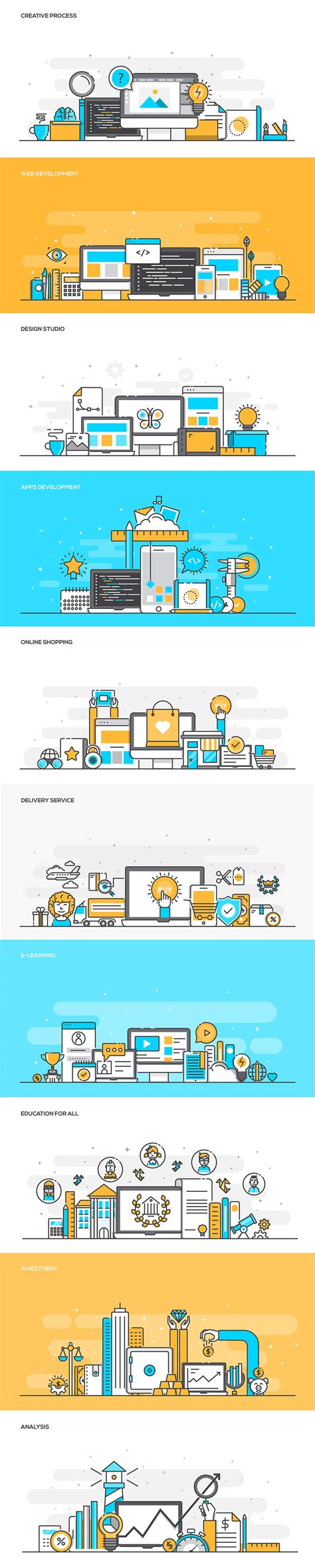 Set Of Color Line Design Headers On Behance