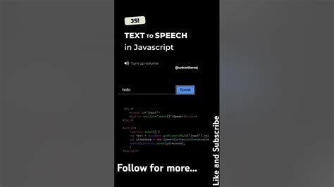 Text To Speech Htmlcssjavascript Javascripttutorial Animation Youtube