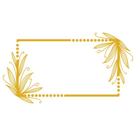 Golden Rectangle Frame With Leaves 13077816 Png