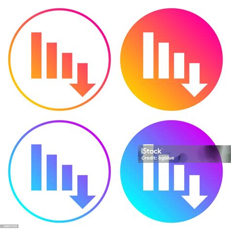Decreasing Graph Round Icons With Color Gradients Stock Illustration
