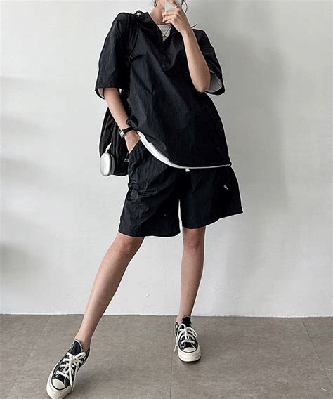 빅사이즈⚡️2size 오버핏 아노락 후드 반팔 반바지 트레이닝 세트 남녀공용 유니섹스 봄 여름 가을 바람막이 바스락 에이블리