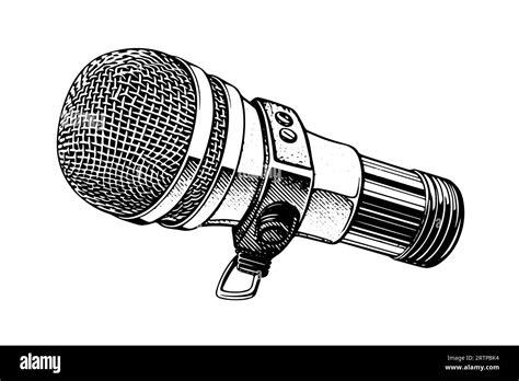 Vintage Microphone Hand Drawn Sketch Engraving Style Vector