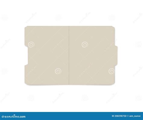 Open File Folder With Cut Tab Isolated On White Background Realistic Mockup Letter Size Tabbed