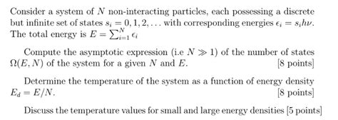 Consider A System Of N Non Interacting Particles