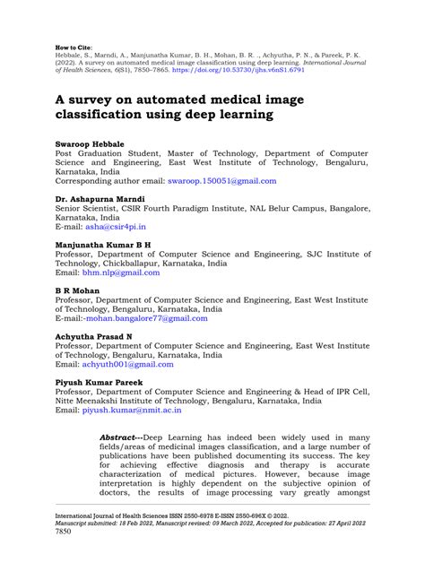 pdf survey on automated medical image classification using deep learning