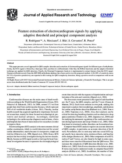Pdf Feature Extraction Of Electrocardiogram Signals By Applying Adaptive Threshold And