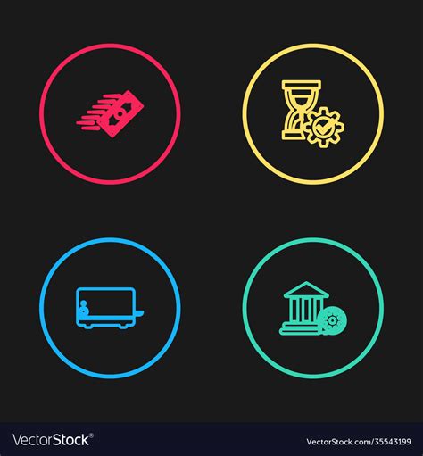 Set Line Toaster Bank Building Setting Hourglass Vector Image