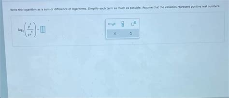 Solved Write The Logarithm As A Sum Or Difference Of