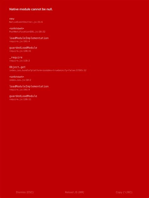 Found Error In Ios Native Module Cannot Be Null · Issue 603 · Zo0rreact Native Push