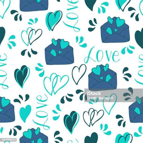 2월 14일 발렌타인 데이에 사랑의 선언과 함께 마음과 선물의 벡터 원활한 패턴 초대장 벽지 포장지 및 스크랩북배경 공휴일에