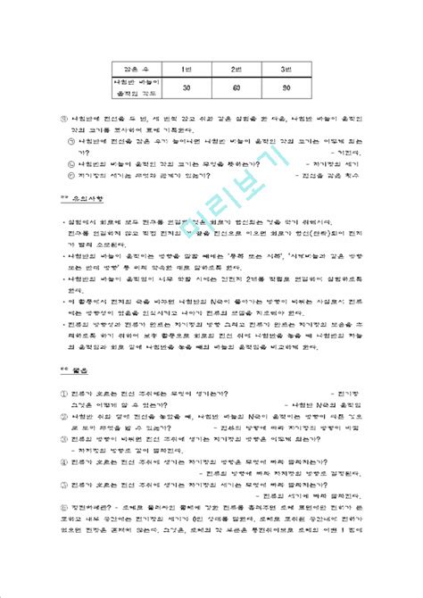 전지와 전구전기 회로전류와 자기장전자석 실험공학기술레포트