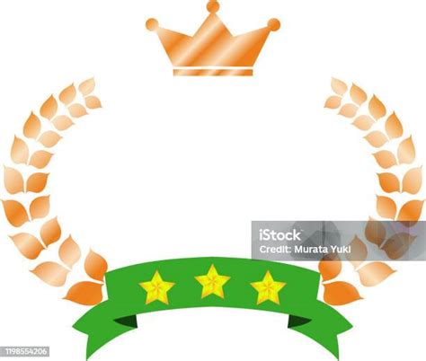 구리 월계수와 크라운 리본 세트의 와이드 라운드 프레임 1위에 대한 스톡 벡터 아트 및 기타 이미지 1위 2 위 상 종류