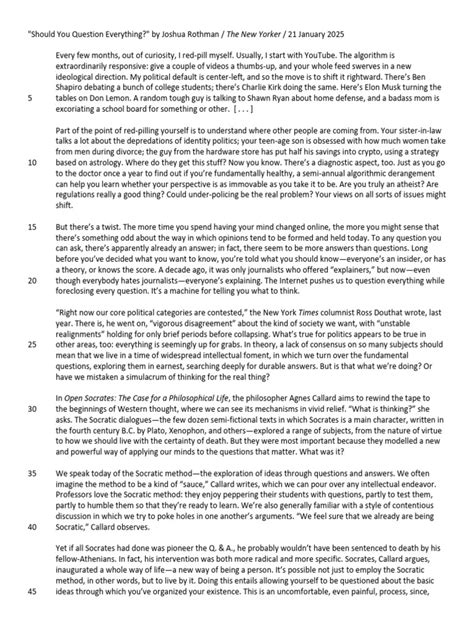Question Everything Rothman 2 Pdf Socrates Thought