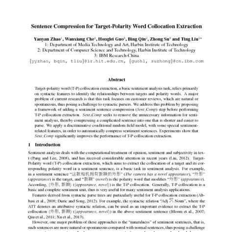 Sentence Compression For Target Polarity Word Collocation Extraction Acl Anthology