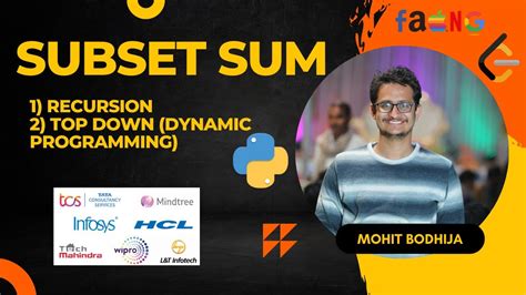 Subset Sum Problem Dp 25 Python Programming Recursion Dynamic Programming Youtube