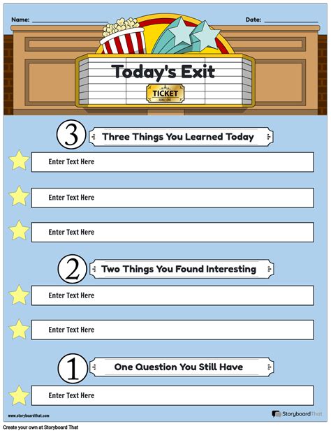 Blue Spiral Background Exit Ticket Template Storyboar