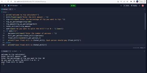 Likhit Dinesh Kunder On Linkedin Tipcalculator Pythonprogramming