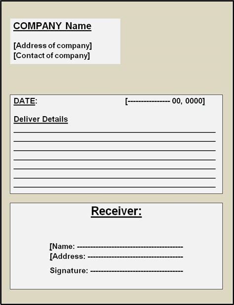 Delivery Receipt Template Free Word Templates