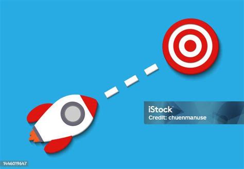 중앙 다트판에 명중하는 빨간색 로켓 타겟팅 화살표 다트 목표물에 과녁에 목표를 목표로합니다 비즈니스 성공 투자 목표 기회 도전 목표 전략 성취 초점 개념 벡터 일러스트 레이