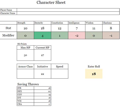 How To Make A Character Sheet Spreadsheet