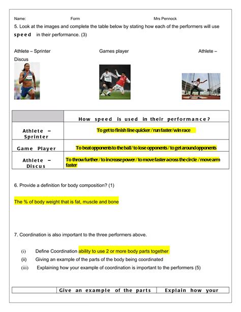 Y10 Half Term Exam 1 Mark Scheme Doc