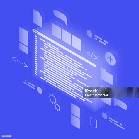 Isometric Concept Coding Neon Stock Illustration Download Image Now Business Coding