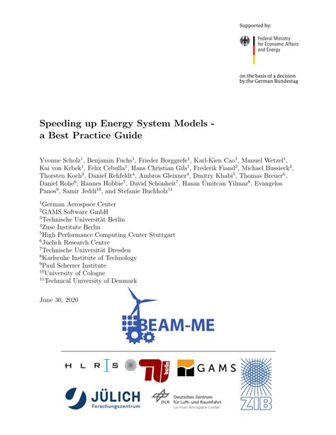 Pdf Speeding Up Energy System Models A Best Practice Guide